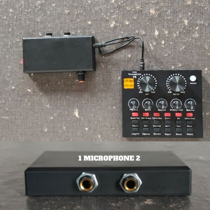 Jual Penguat Suara Mikropon Soundcard V8Plus Parallel 2 Input mic ...