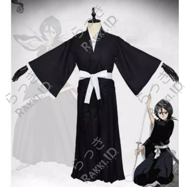 Jual Costume Kimono Hakama Bleach Black Ichigo Kurosaki Costume Anime ...