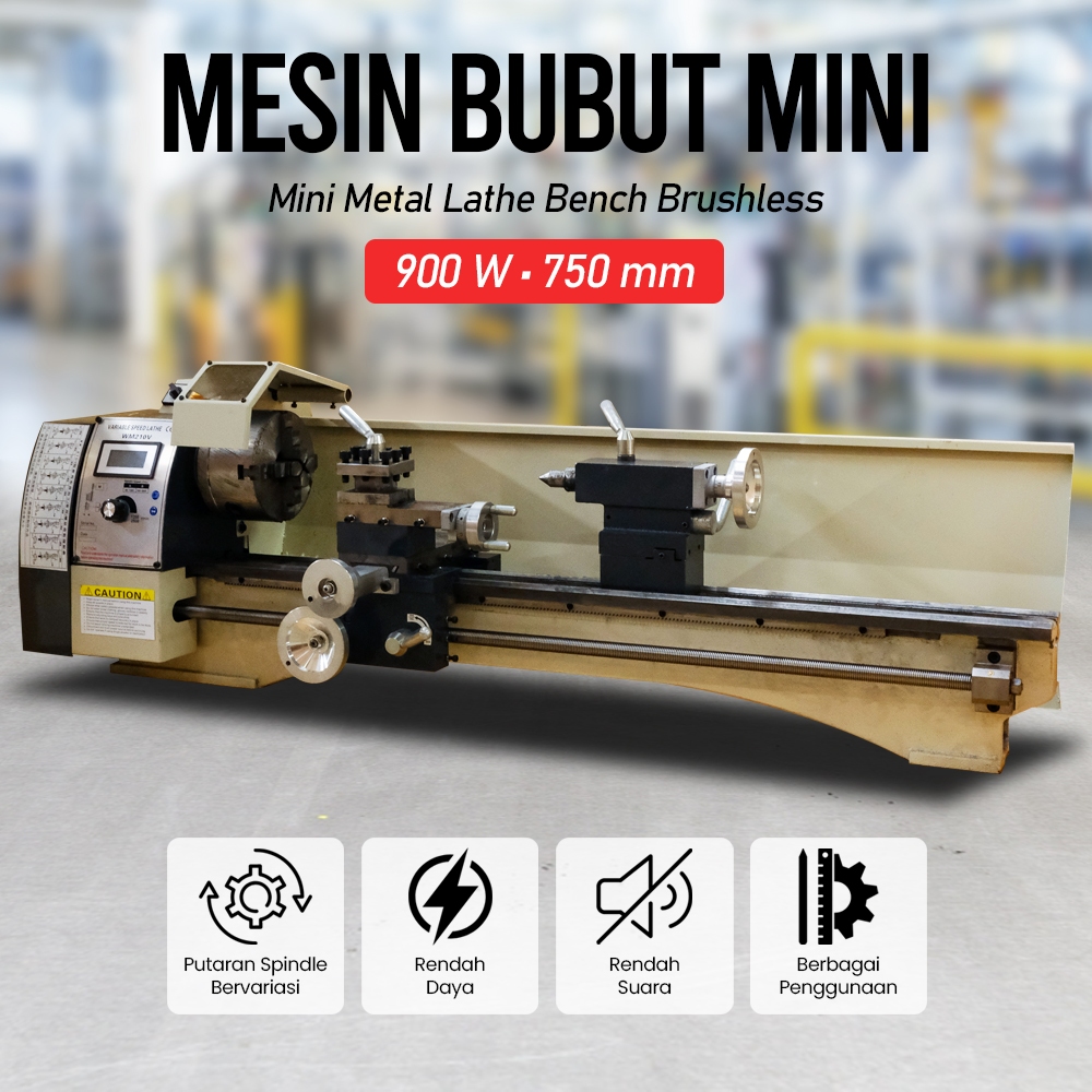 Jual Mesin Bubut Brushless 750mm Mini Lathe Bench 900w Besi Kayu WM210V ...