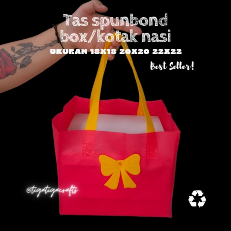 Jual BUNGA/PITA SATUAN tas spunbond box nasi 22x22 20x20 18x18 tas kotak nasi tas hajatan tas ...