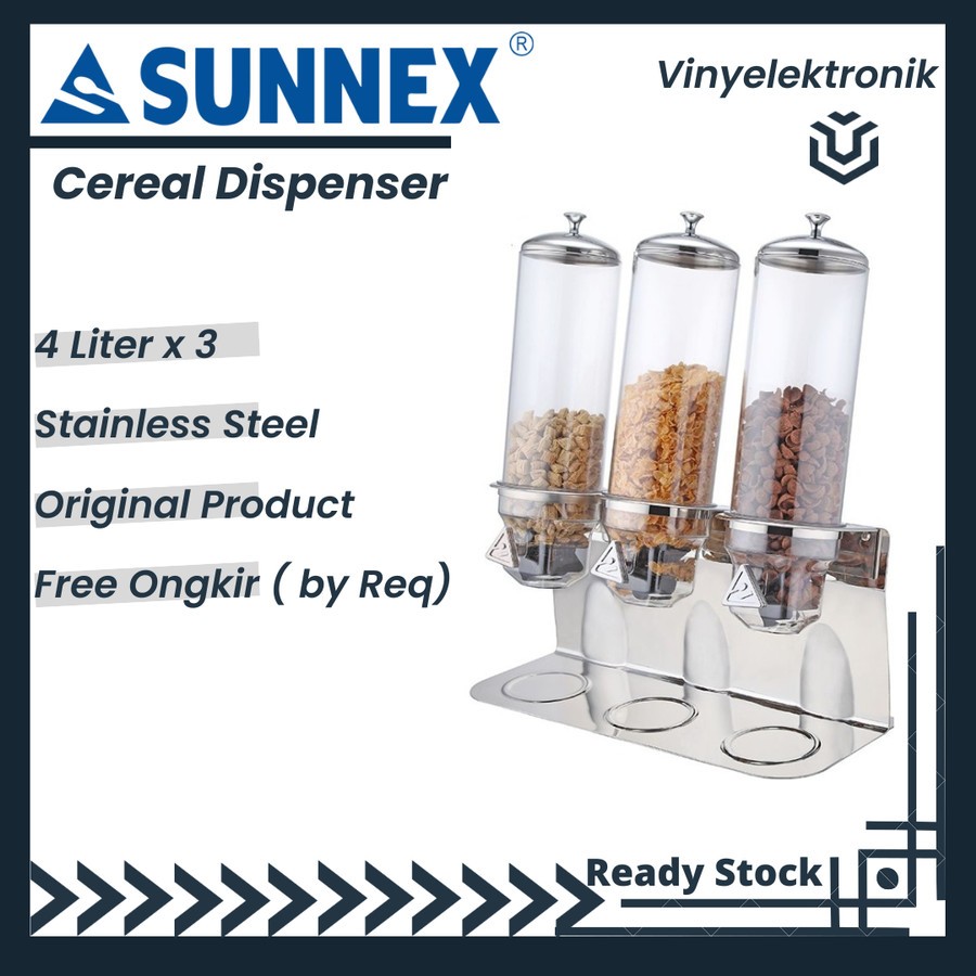 Jual Sunnex Cereal Dispenser Kaca Hotel Triple Cap. 3x4 liter SX-U13 ...