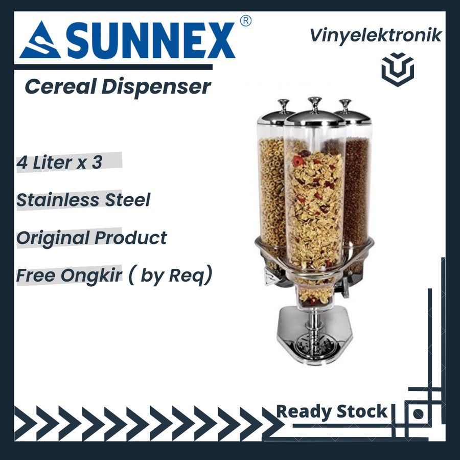 Jual Sunnex x23577x3 Sereal Triple Cereal Dispenser Kaca Hotel 3 x 4 ...