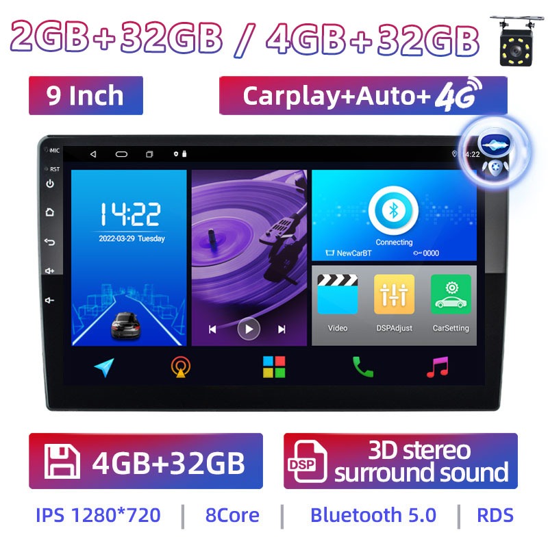 Jual 4GB+32GB/ 2GB+32GB 7/9/10 Inch Android 12 Radio Stereo Mobil 4+32GB ROM Bluetooth WiFi GPS ...