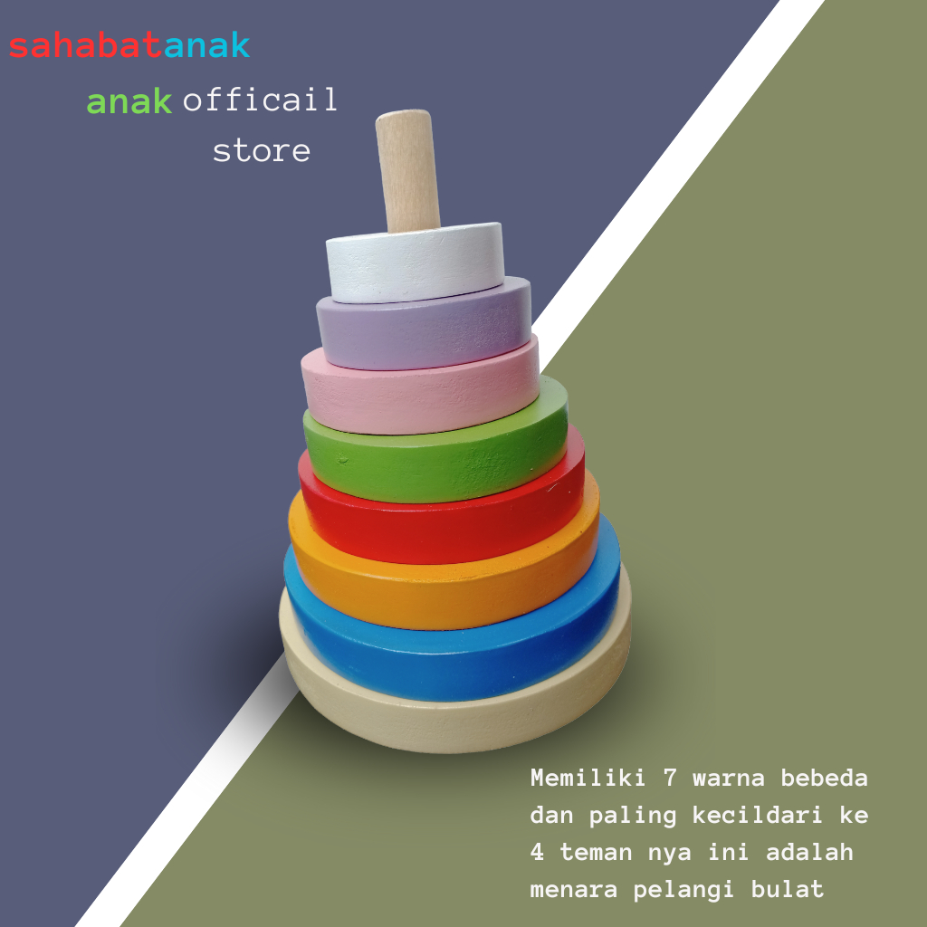 Jual Mainan edukasi anak - menara pelangi bentuk bulat | Shopee Indonesia