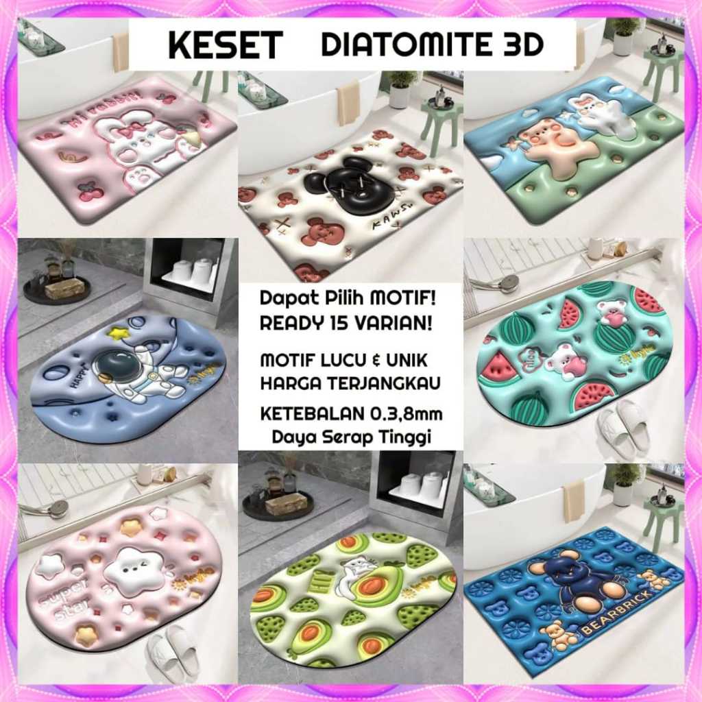 Jual Keset Kaki DIATOMITE Kotak 3D Daya Serap Anti Slip Bau Nyerap Air ...