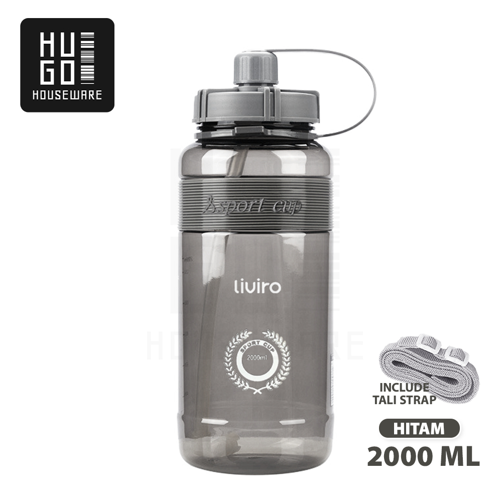 Jual HUGO Botol Minum Bening 2 Liter Besar Botol Air Anak Jumbo Premium dengan Sedotan dan Tali ...