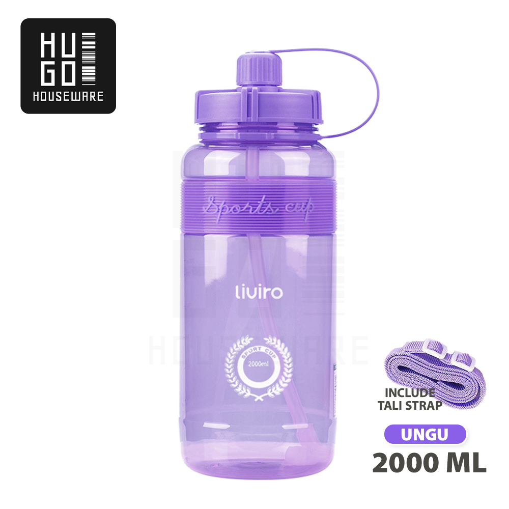 Jual HUGO Botol Minum Bening 2 Liter Besar Botol Air Anak Jumbo Premium dengan Sedotan dan Tali ...
