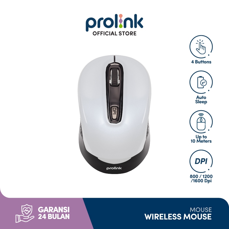 Jual Prolink Mouse Wireless l 4 buttons l USB Optical 800/1200/1600 DPI ...