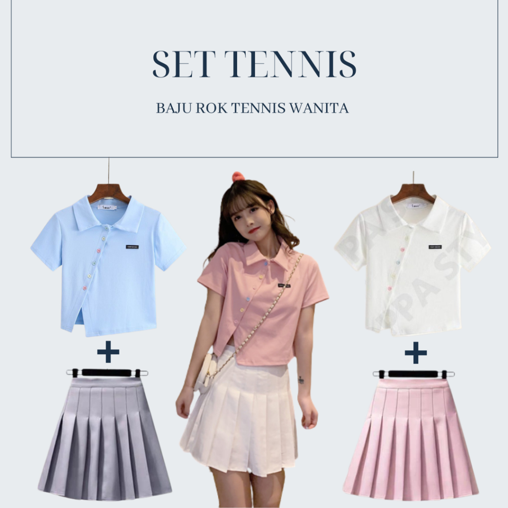 Jual Oppa Style Shop SET SPORT BAJU POLO + Tennis Skirt Rok Mini with ...