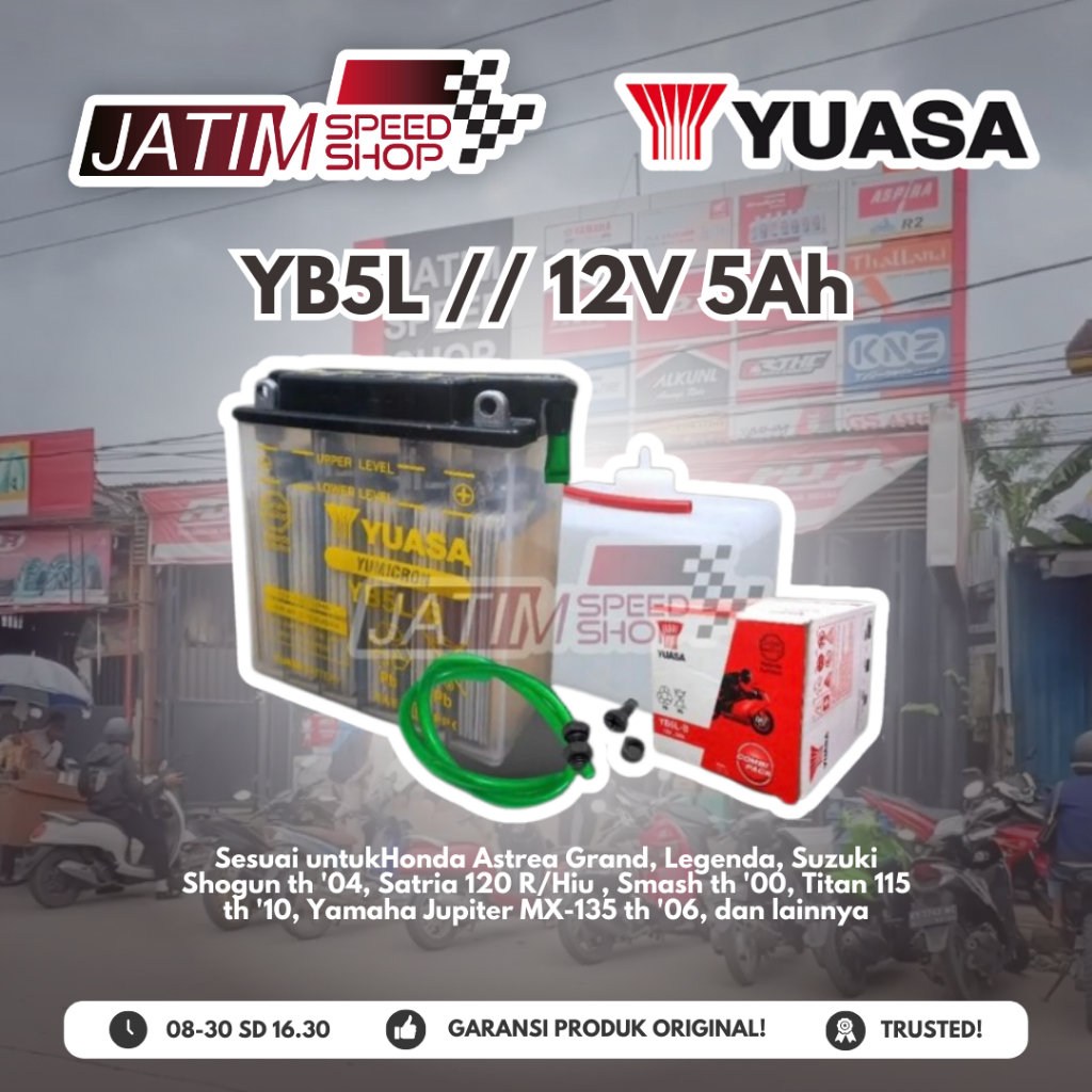 Jual Aki Basah Yuasa YB5L-B 12V 5Ah Sesuai Untuk Grand/Legenda/Smash/Titan/Shogun | Shopee Indonesia