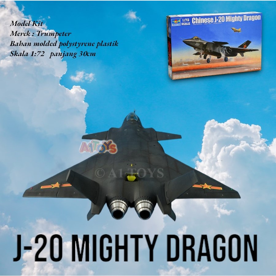 Jual Model Kit miniatur pesawat J-20 Mighty Dragon Trumpeter 30 cm 1:72 ...