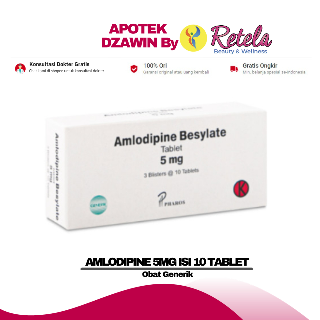 Jual AMLODIPINE 5MG OGB 1 BLISTER 10 TABLET (GEN-PI) | Shopee Indonesia