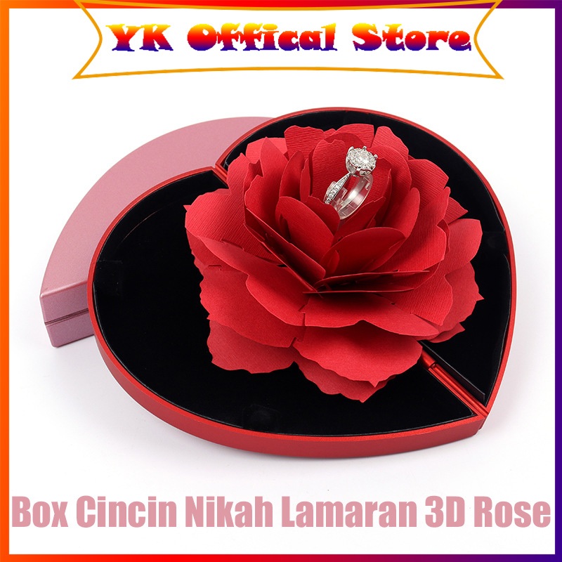 Jual Box Cincin Nikah Lamaran 3D Rose/Tempat Cincin Nikah Lamaran/Kotak ...