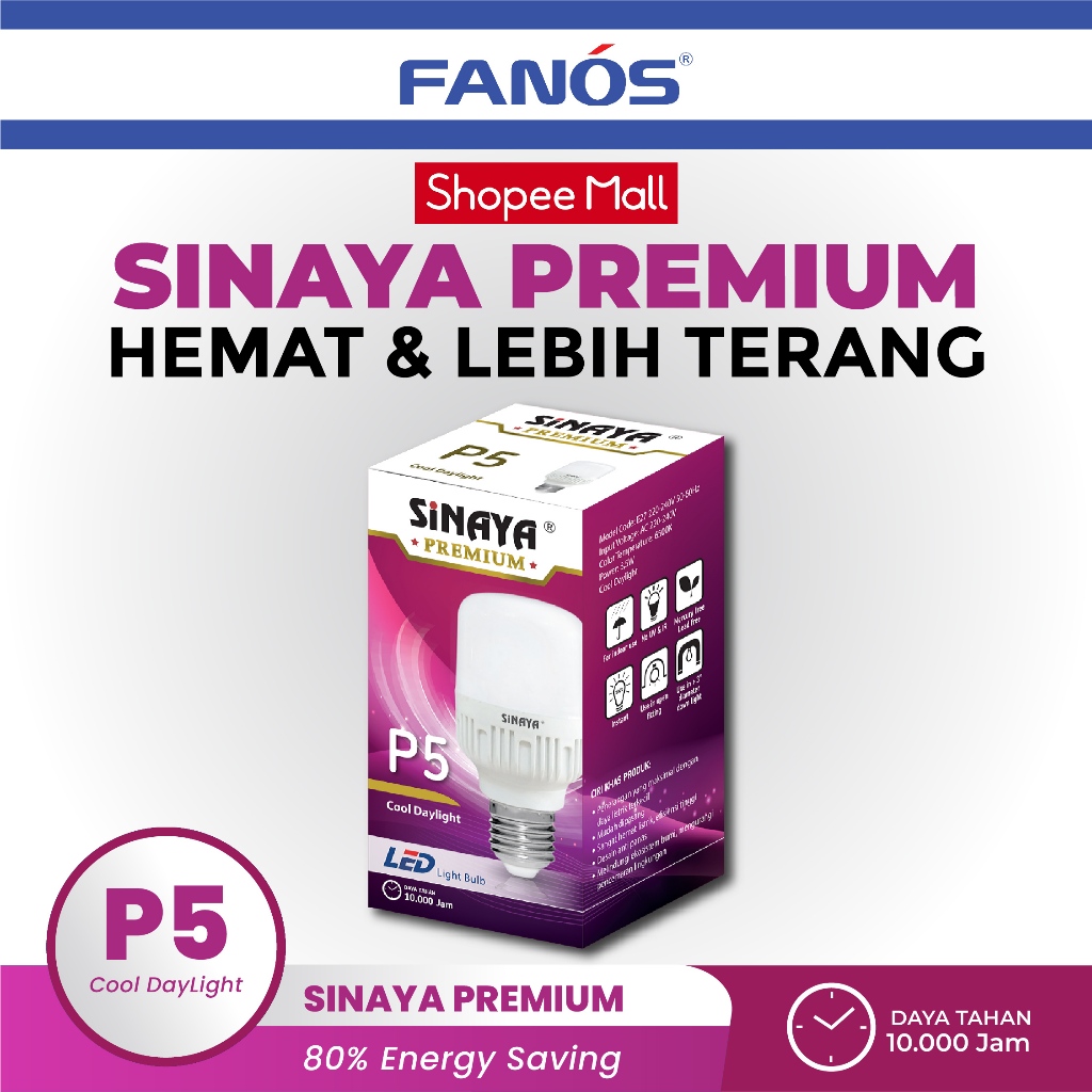 Jual Sinaya Premium 5W Lampu LED Bohlam Cahaya Putih Cool Daylight Berkualitas | Shopee Indonesia