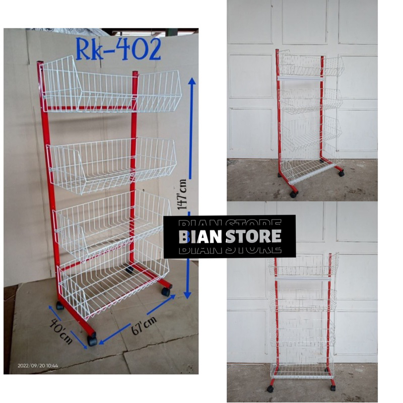 Jual RAK CEKER BESI MERAH/RAK MINIMARKET/RAK BESI TEBAL/RAK INDOMARET ...
