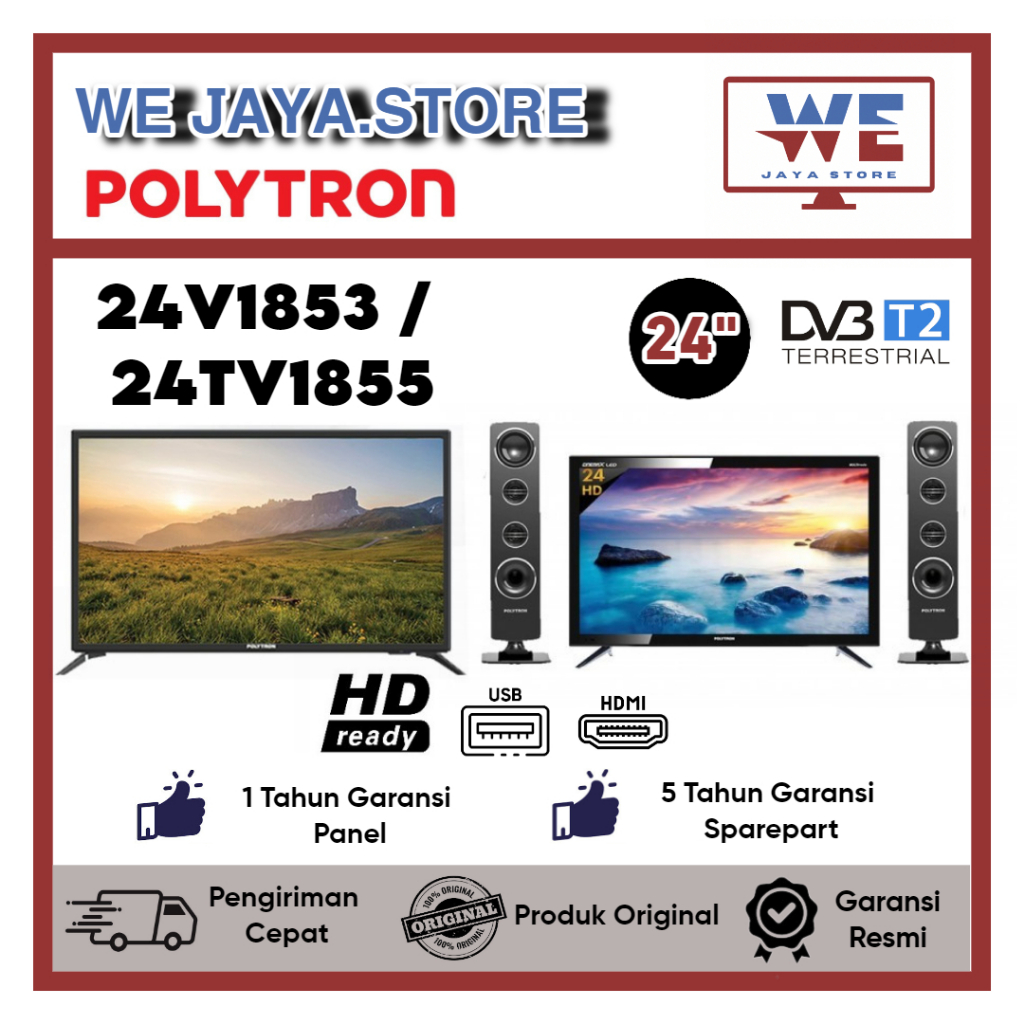Jual TV LED Digital Polytron 24V1853 / 24TV1855 Speaker Tower LED ...