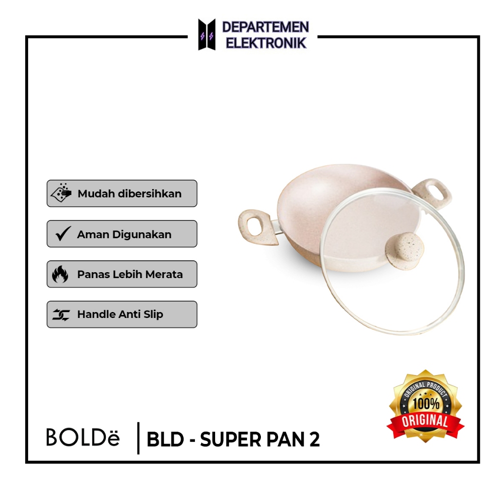 Jual BOLDe SUPER PAN 2 EAR WOK 24CM + LID BEIGE | Shopee Indonesia
