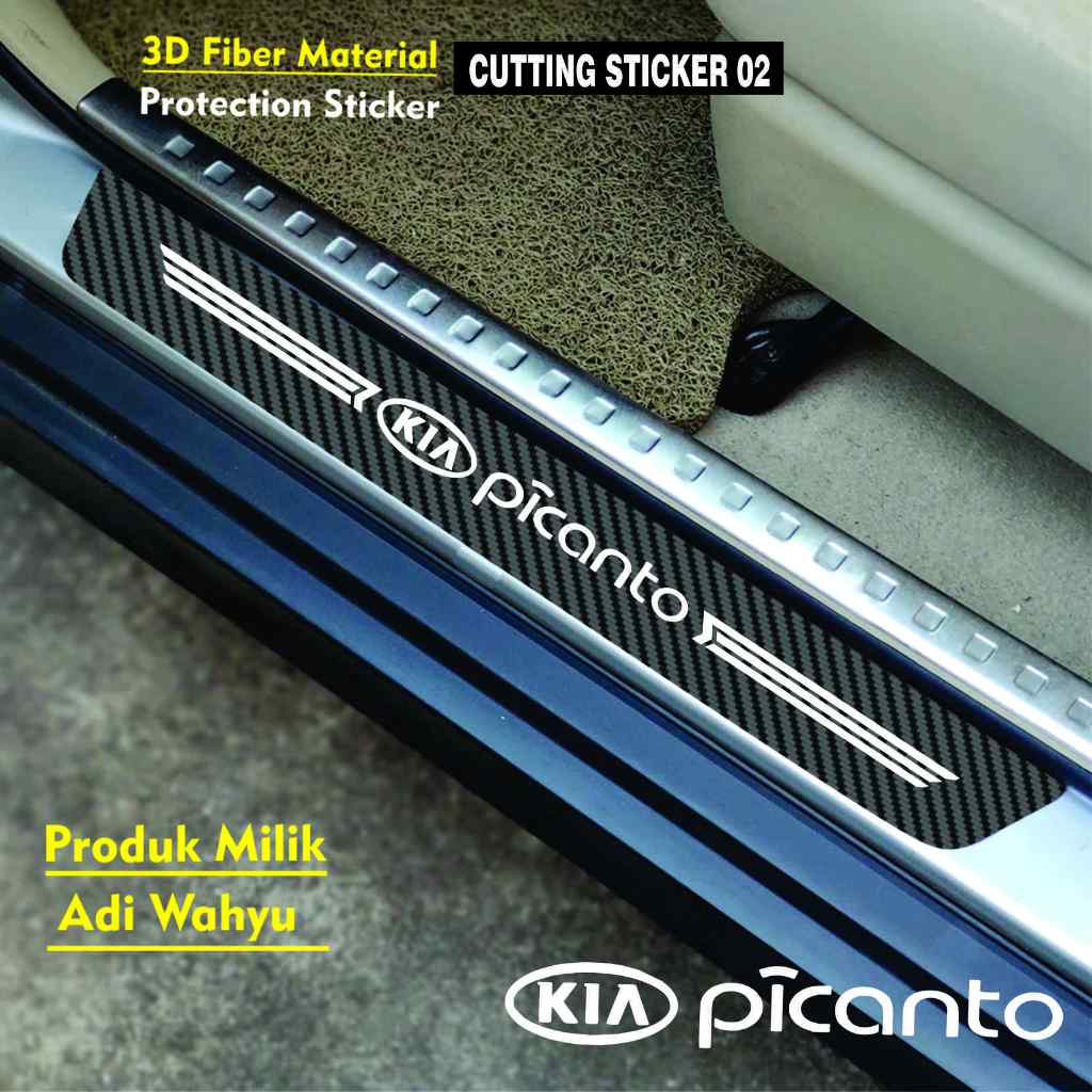 Jual sticker sill plate 9 pcs carbon 3d mobil picanto sticker karbon 3d ...