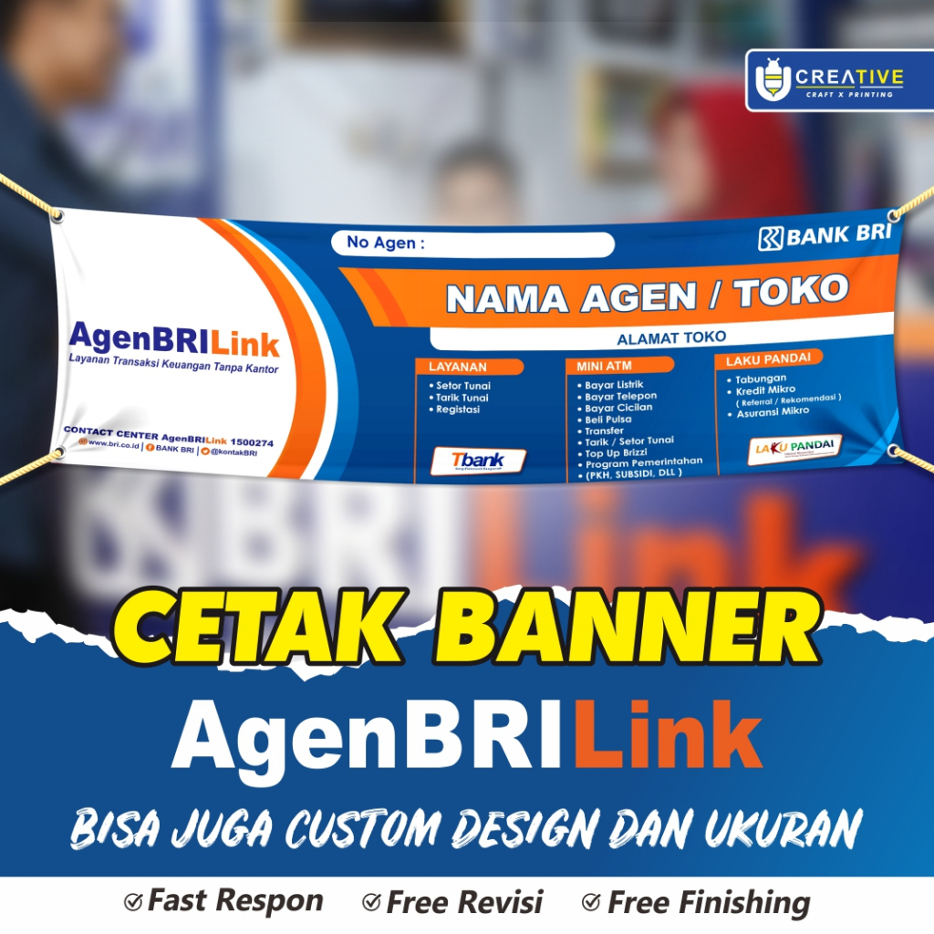 Jual Cetak Banner Agen BRILink (Fast Respon, Free Revisi, & Free Finishing) Ukr. 300x100cm ...