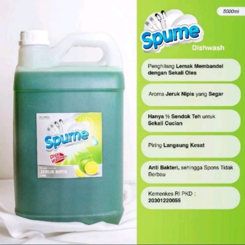 Jual Spume dish wash lime jeruk nipis 5 liter sabun cuci piring jerigen ...