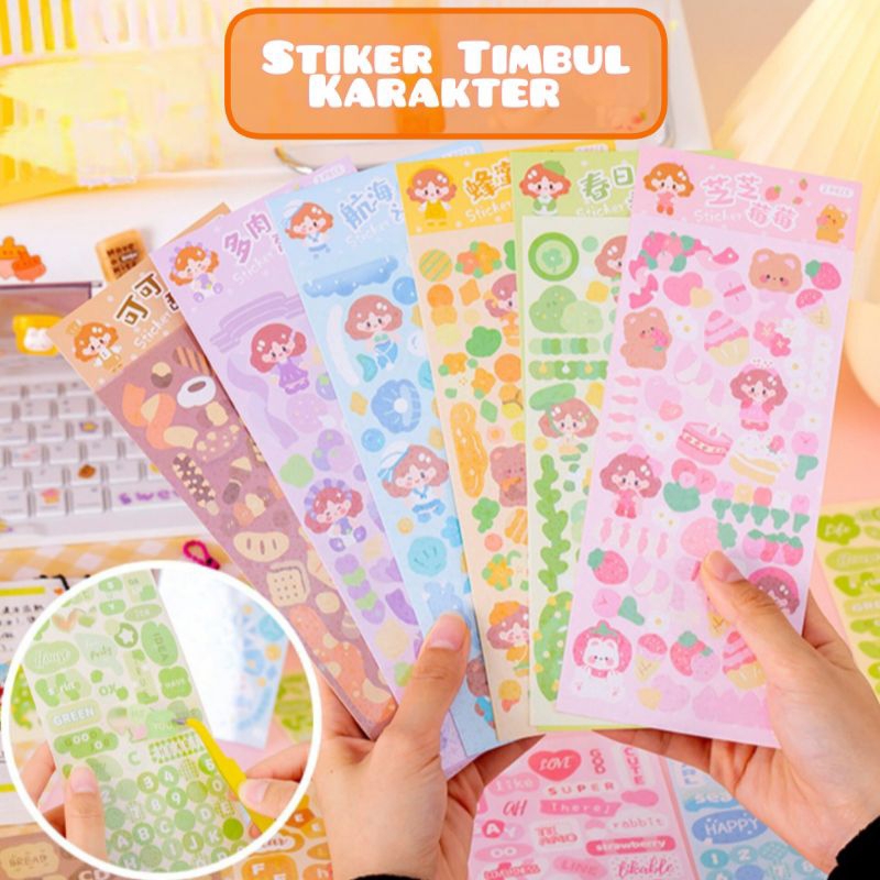 Jual Stiker Timbul Karakter/Stiker Menghias Buku Jurnal/Stiker Motif ...