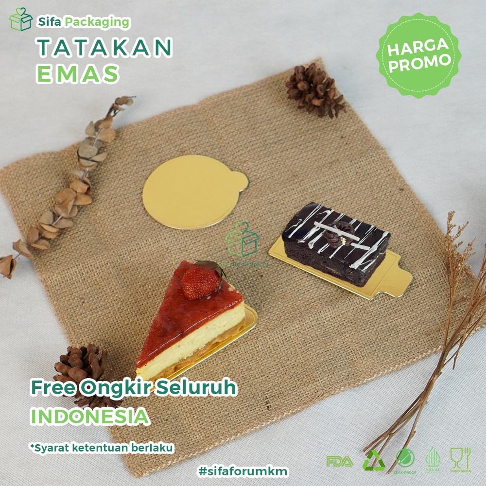 Jual Tatakan Kue Emas Alas Tiramisu Cheese Cake Mini Slice Cake Board ...
