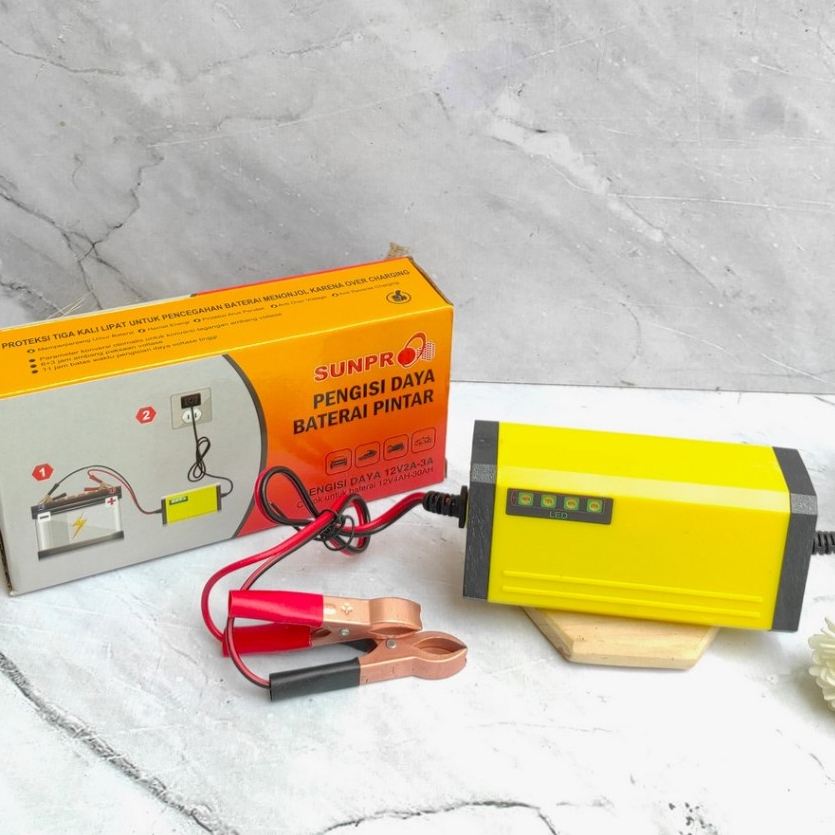 Jual cas aki motor Adaptor Aki Sunpro 12V2A-3A Battery Charger 12v4AH ...