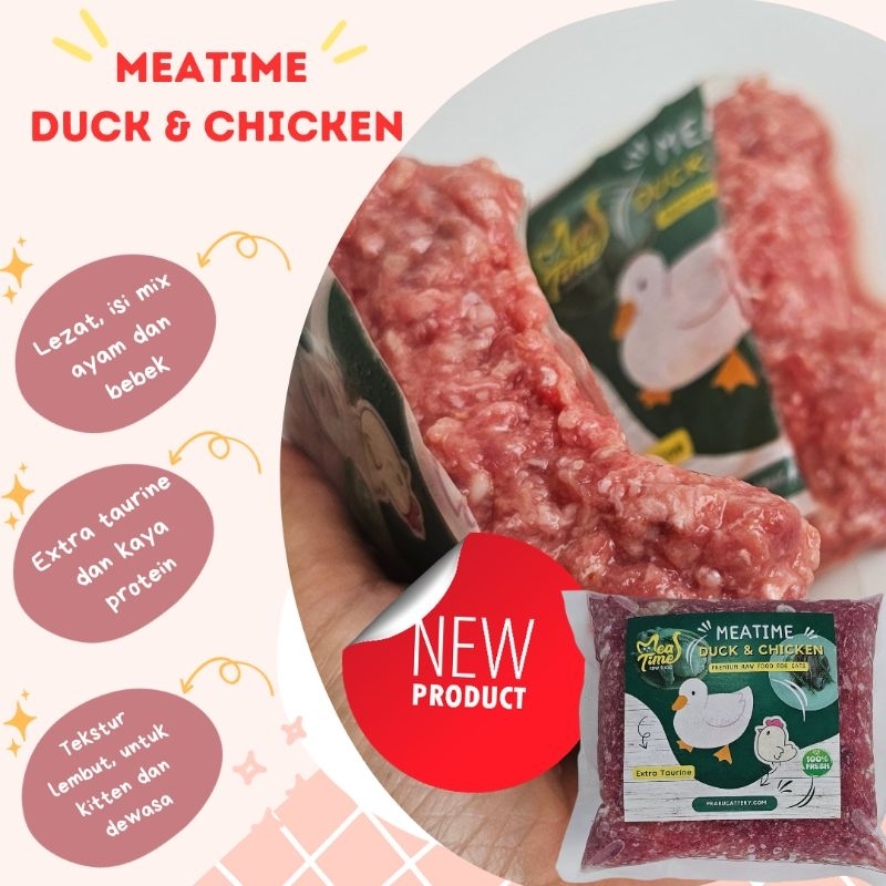 Jual Meatime Duck And Chicken Raw Food Makanan Kucing Terbaik | Shopee ...