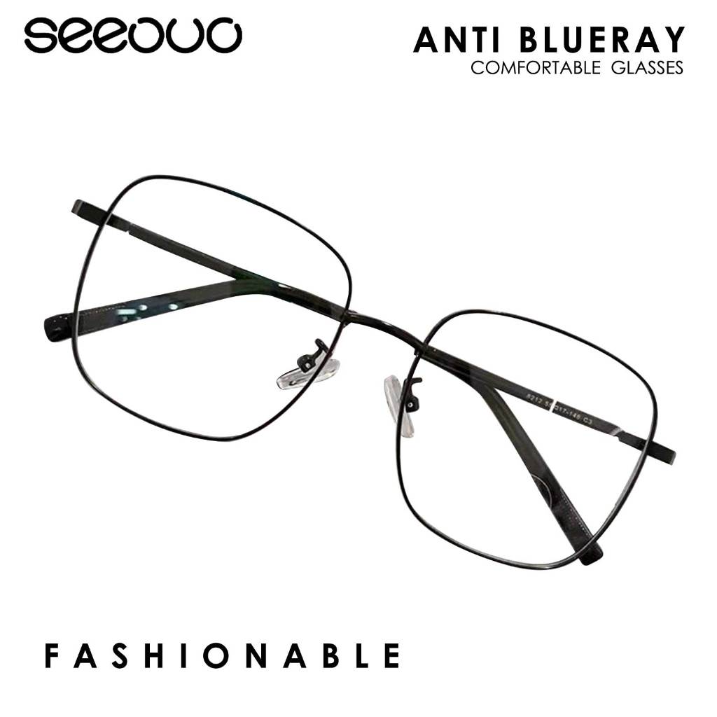 Jual Seeouo Kacamata Antiradiasi Blueray Model Kotak Korean Style Metal Kokoh Ringan Bisa Minus ...
