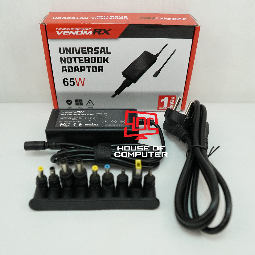 Jual ADAPTOR UNIVERSAL VENOM RX 65W 9-TIPS CHARGER LAPTOP,MONITOR DLL | Shopee Indonesia