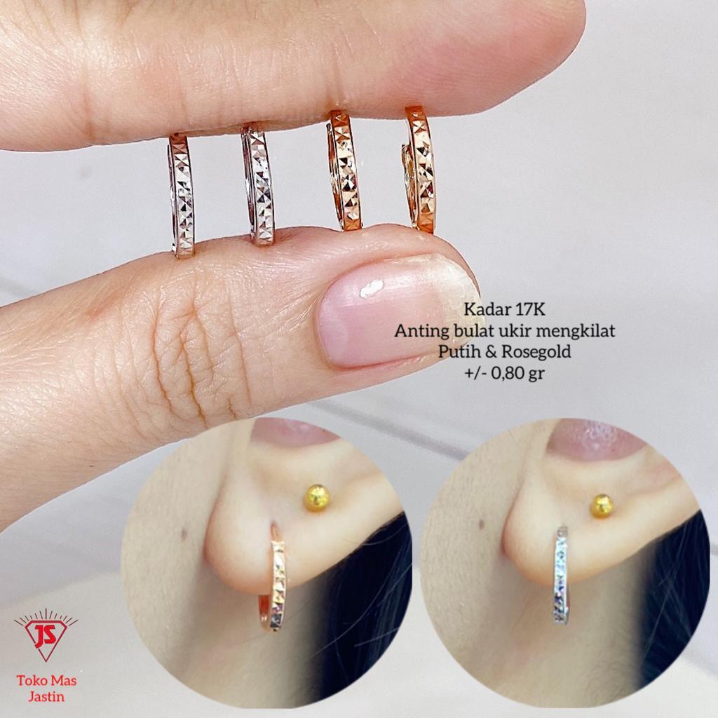 Jual anting bulat ukir tipis kadar 17k/750 | Shopee Indonesia