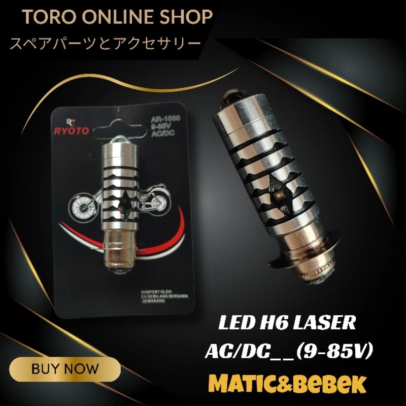Jual led laser h6 super terang lampu depan utama motor matic dan bebek tembus hujan led ac/dc ...