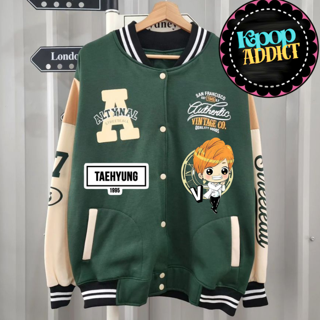 Jual Jaket BASEBALL BTS CHIBI character All member Free topi Khusus 5 ...