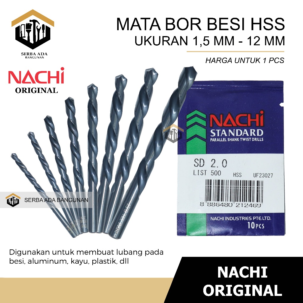 Jual Mata Bor Besi NACHI Eceran ukuran 2mm 3mm 4mm 5mm 6mm 7mm 8mm 9mm ...
