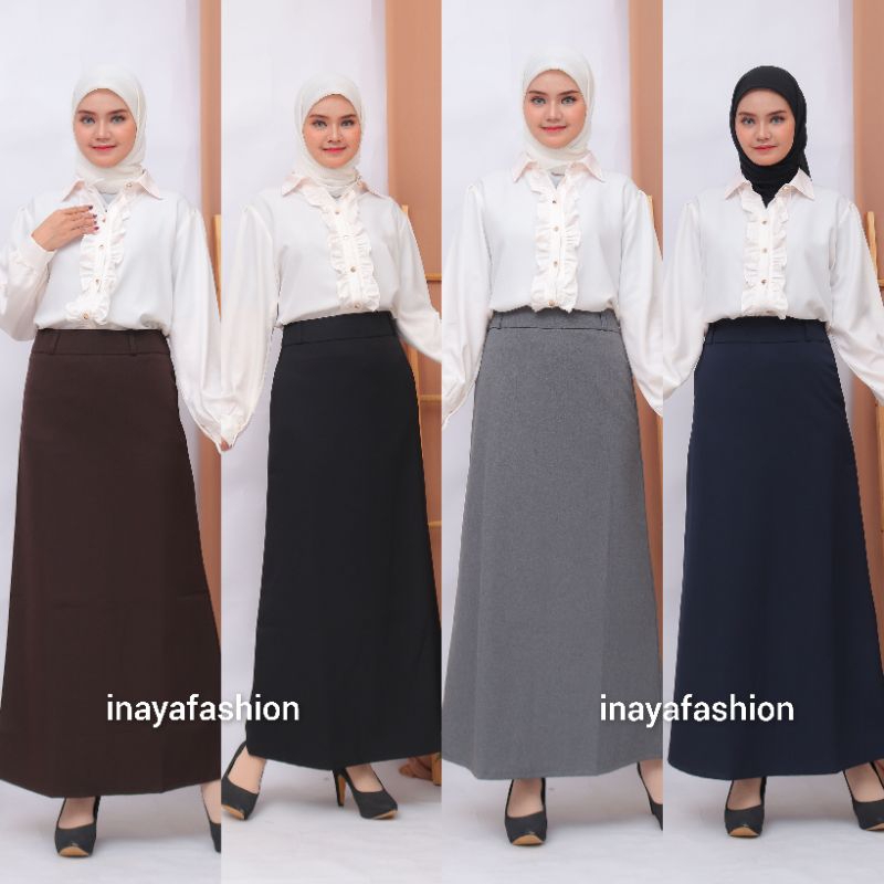 Jual Rok Kerja Panjang Hitam Rok A Line Bahan Formal Kantor / Rok ...