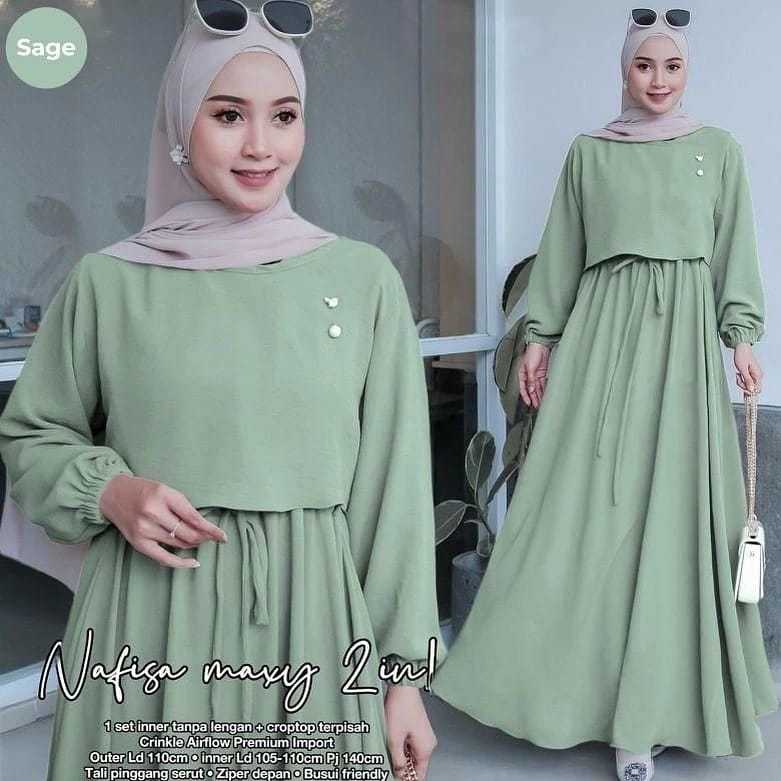 Jual NAFISA Maxy SET2in1 inner+outer ( Crinkle airflow ) Gamis Wanita ...