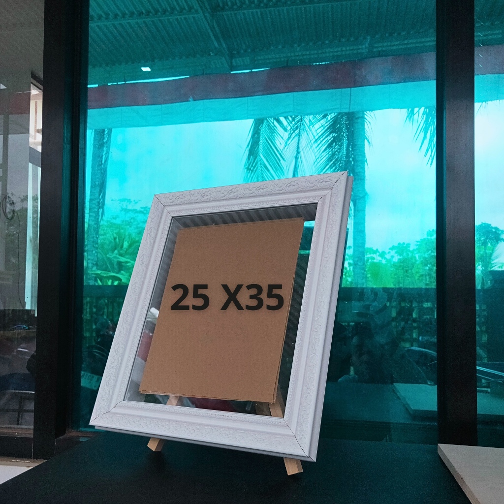 Jual Pigura Frame 3D motif UKIR PUTIH ukuran 25x35cm + Kaca akrilik ...