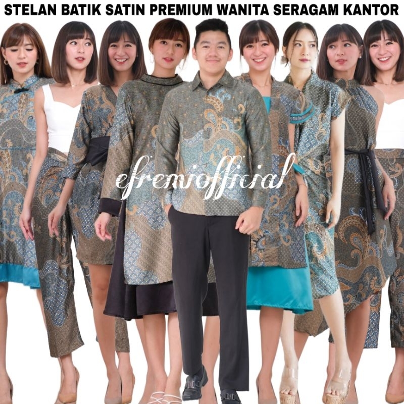 Jual SETELAN BATIK SATIN WANITA SERAGAM KANTOR PARTY MODERN PREMIUM ...