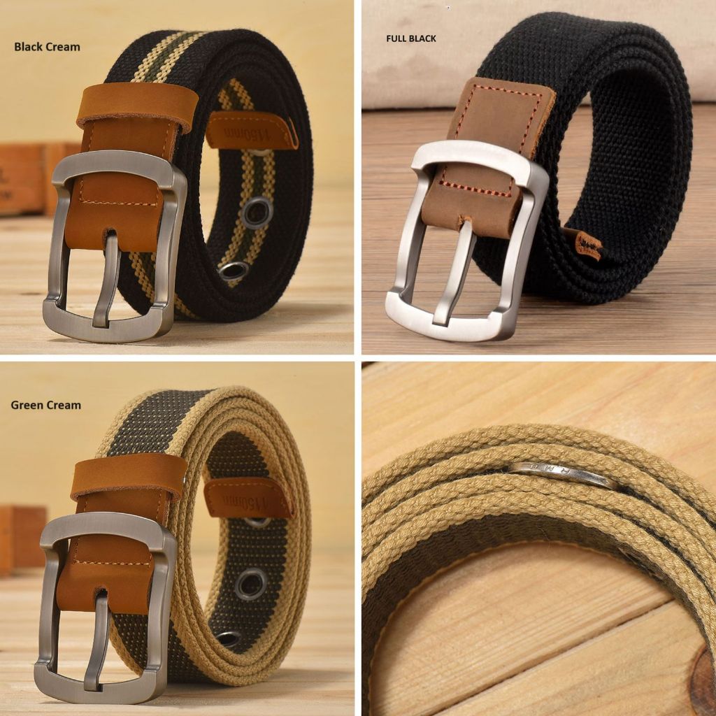 Jual VENDI-Sabuk Pria Ikat Pinggang Belt Cowo Canvas Stripe Nylon Sabuk ...