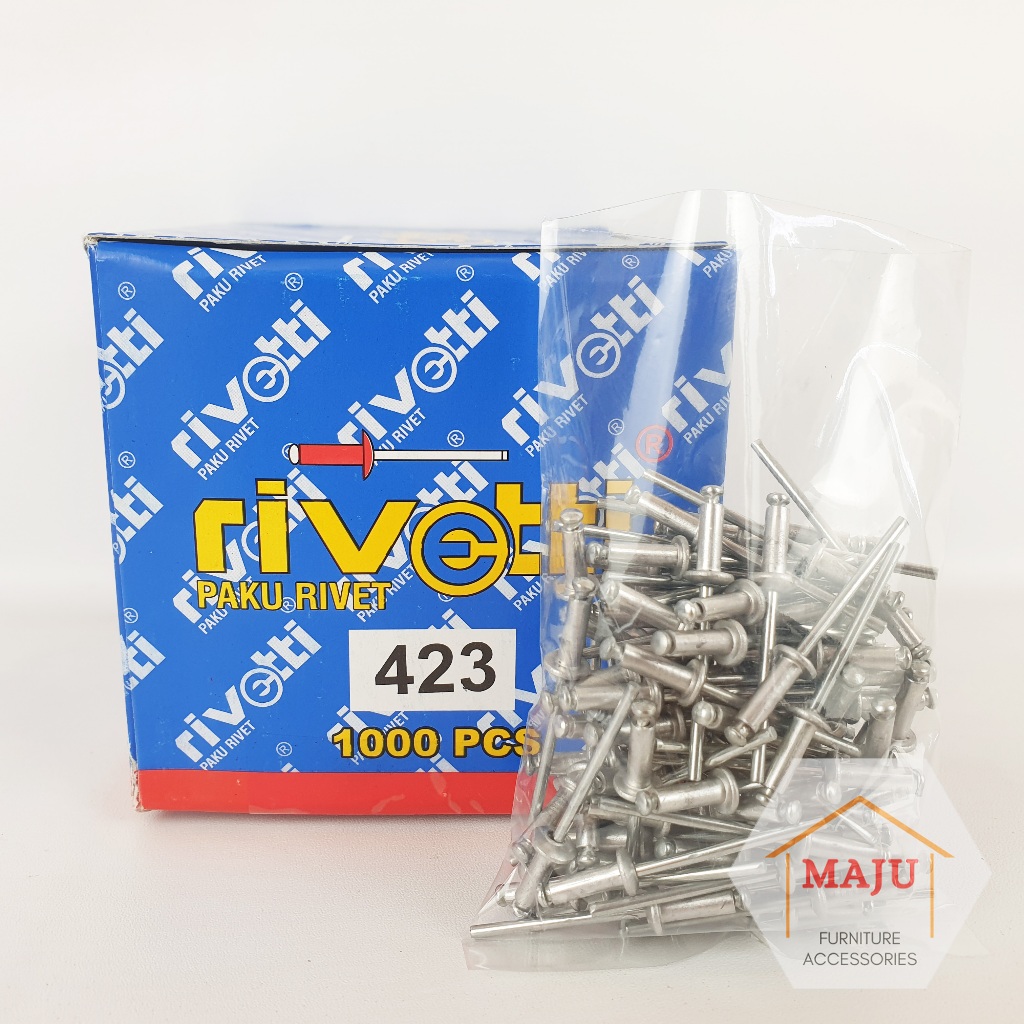 Jual Paku Rivet 100 pcs 423 3.2 mm x 7.5 mm Grosir RIVETTI MASTER Eceran Obral 100pcs (Paku ...