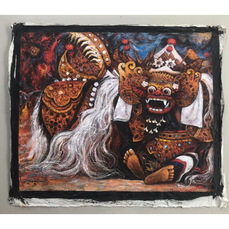 Jual Lukisan Barong, Lukisan Tekstur, Lukisan Kanvas, Hiasan Dinding, Ukuran 100 x 120cm, 100% ...