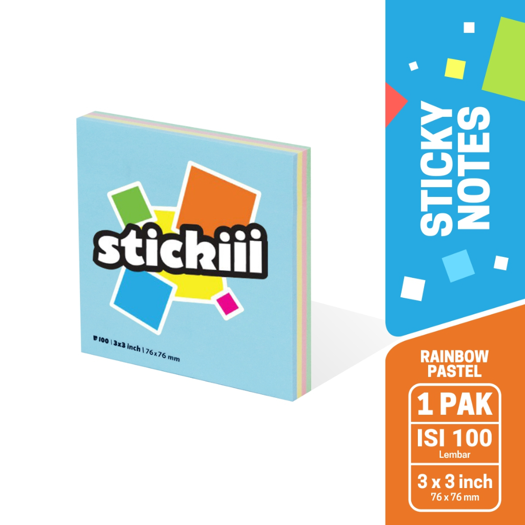 Jual Stickii Sticky Notes Rainbow Pastel - STI SNTIT 81M K Memo 4 Warna ...