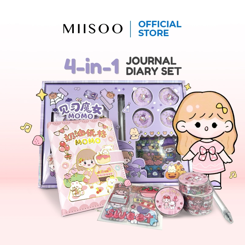 Jual Miisoo Buku Diary Anak/ Set Journal 4 in 1/Paket Buku Diary/Note ...