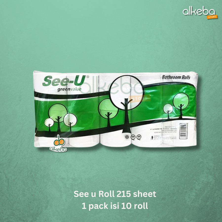 Jual Tisu SEE-U Roll Toilet non emboss 215 sheets green value isi 10 ...