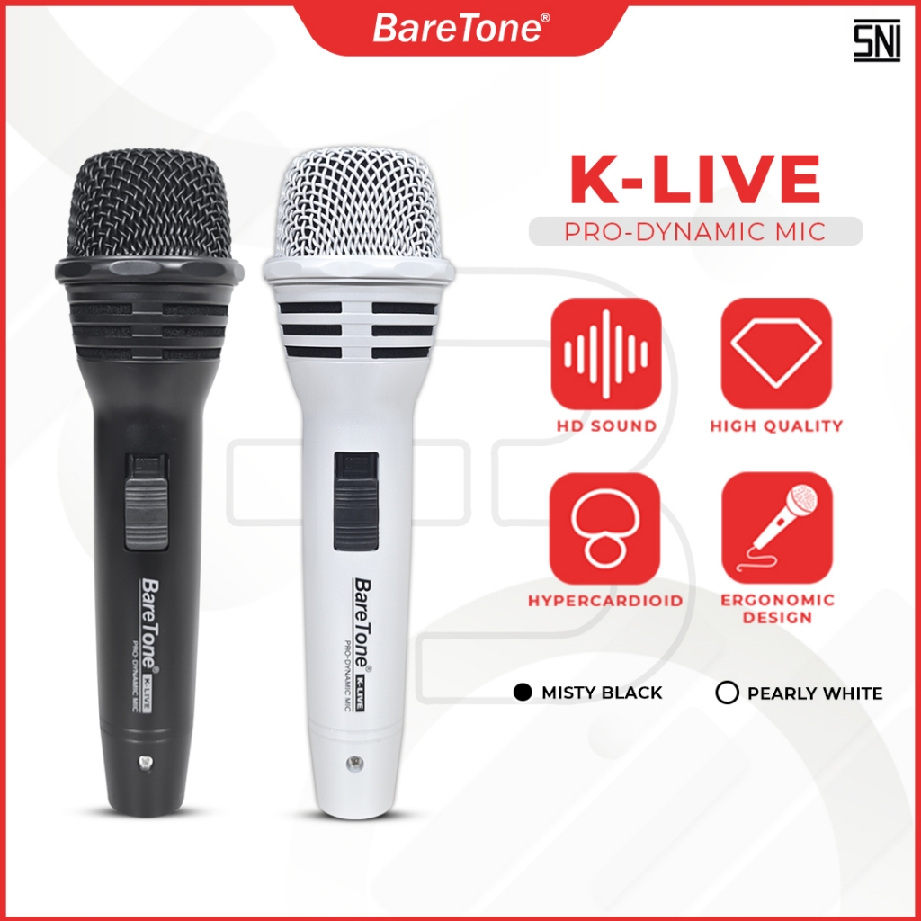 Jual BareTone Mic K-Live Black - White Premium Pro Dynamic Microphone ...