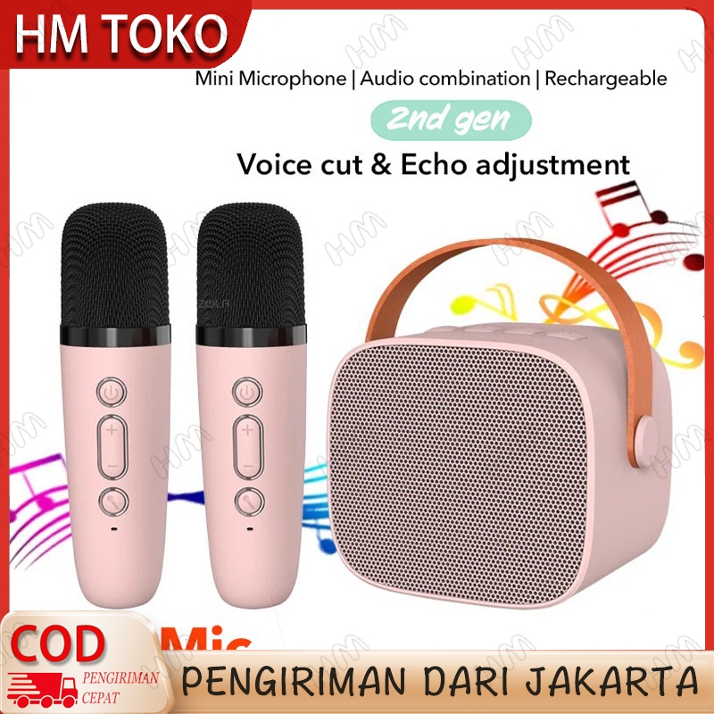 Jual HM TOKO Two microphones，Pencerahan warna, pembicara karaoke ...