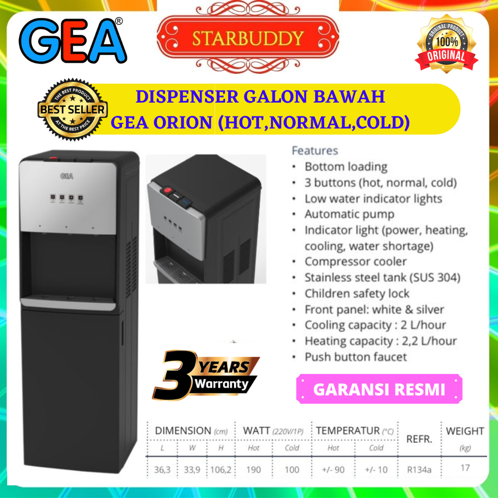 Jual DISPENSER GEA ORION GALON BAWAH KOMPRESOR | Shopee Indonesia