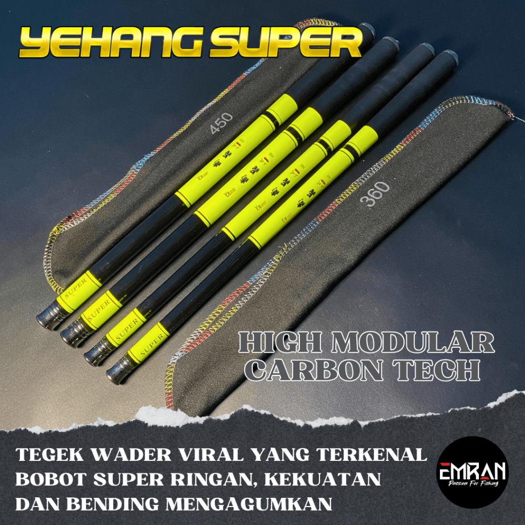 Jual Joran Tegek Yehang Super Carbon 180 210 240 270 300 360 450 Ruas Pendek 44cm Ultra Ringan ...
