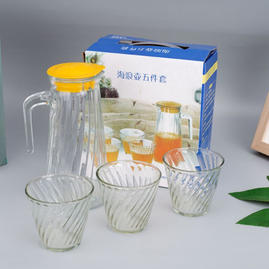 Jual UQ Jug / Pitcher / Teko Set 5pcs Gelas & Teapot Kaca ULI001 ...