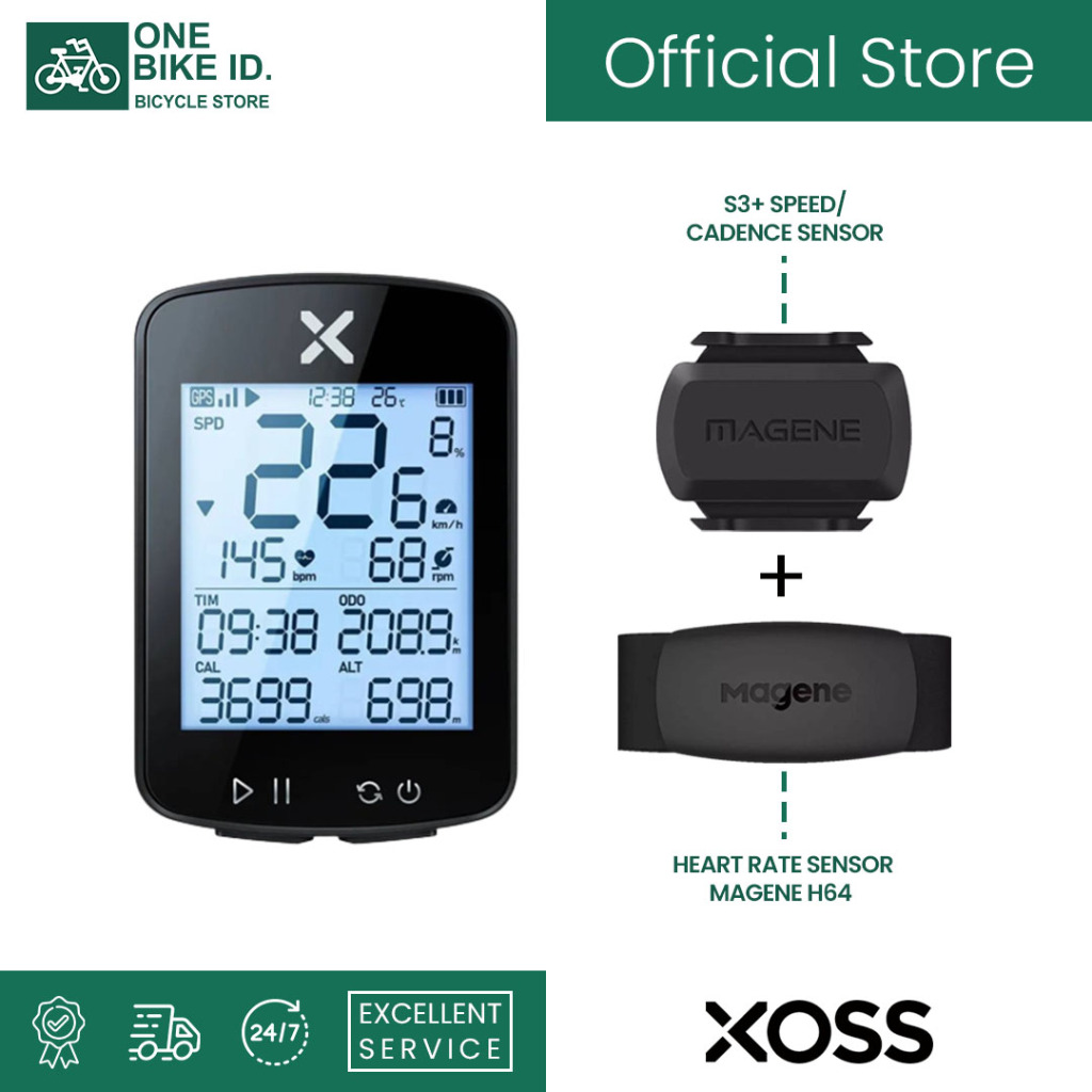 Jual PAKET XOSS G2+ Speedometer & Magene Cadence/Speed Sensor & Heart ...